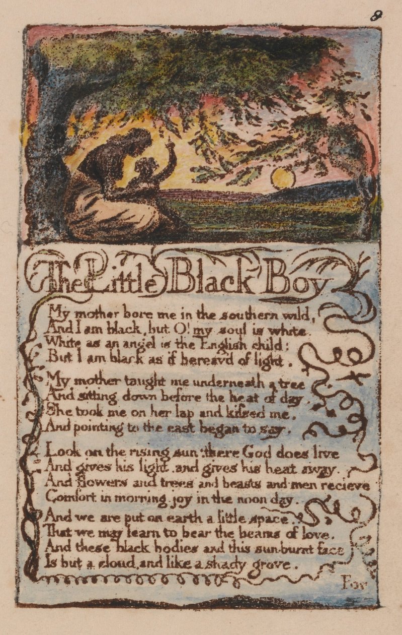 Lieder der Unschuld und der Erfahrung, Platte 8, Der kleine schwarze Junge (Bentley 9)